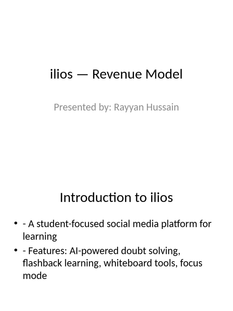 Ilios Revenue Model | PDF
