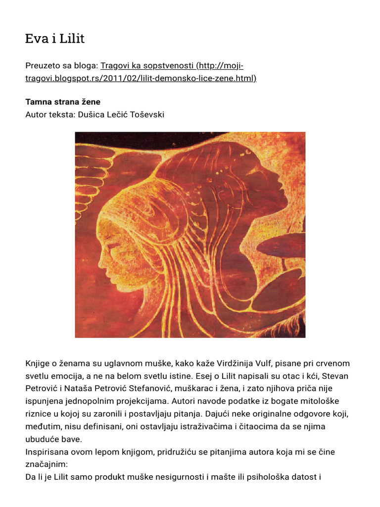 Eva I Lilit - Yoga. Umetnost Pokreta. | PDF