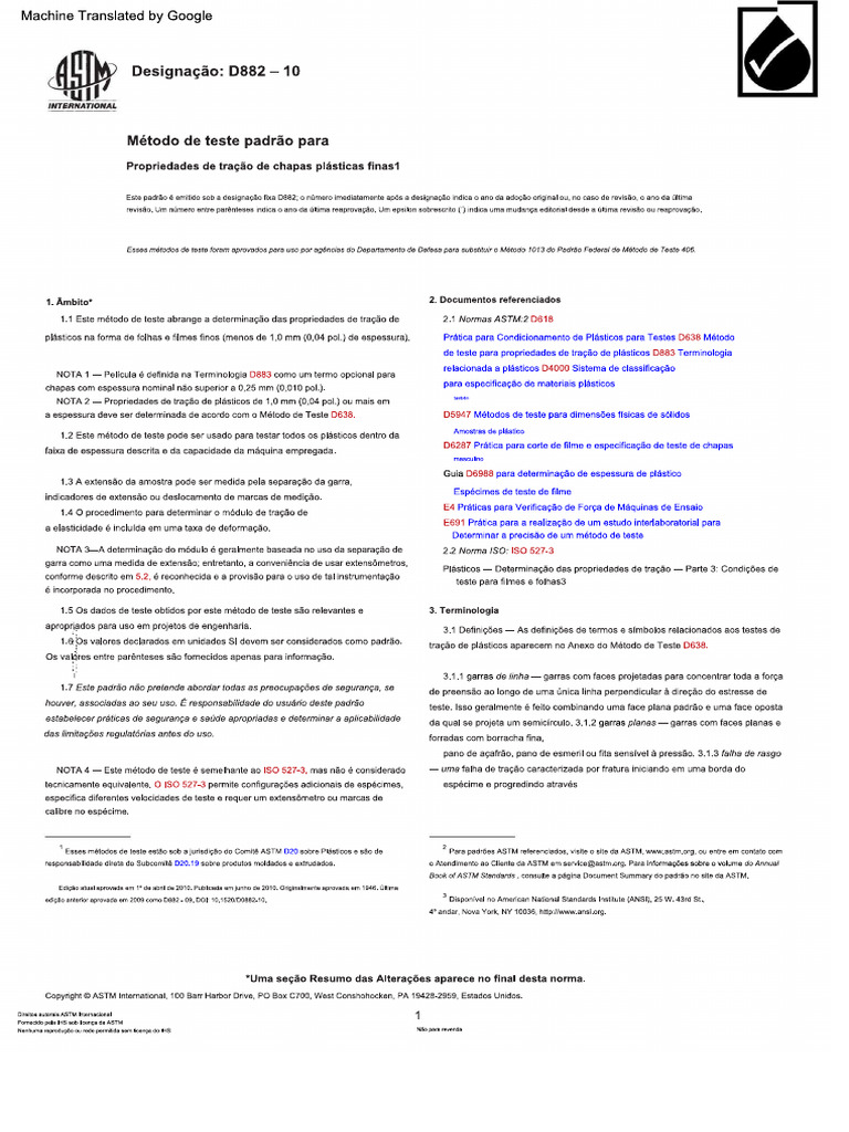 Astm-D882 - 2010 - 513100089384 PR-BR | PDF