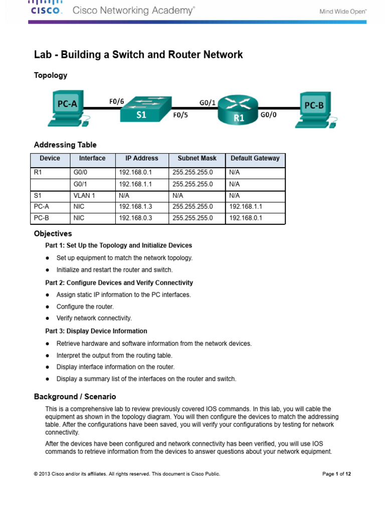 6.4.3.5 Lab - Building A Switch and Router Network | PDF | Ip Address ...