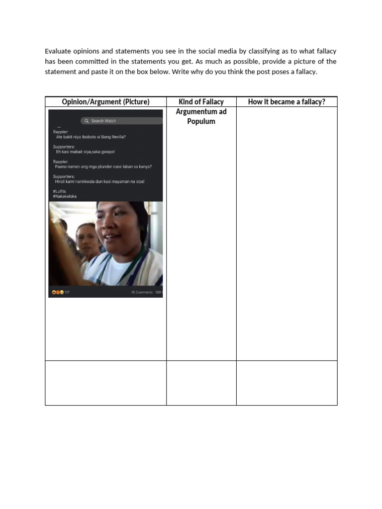 Identifying Social Media Fallacies | PDF