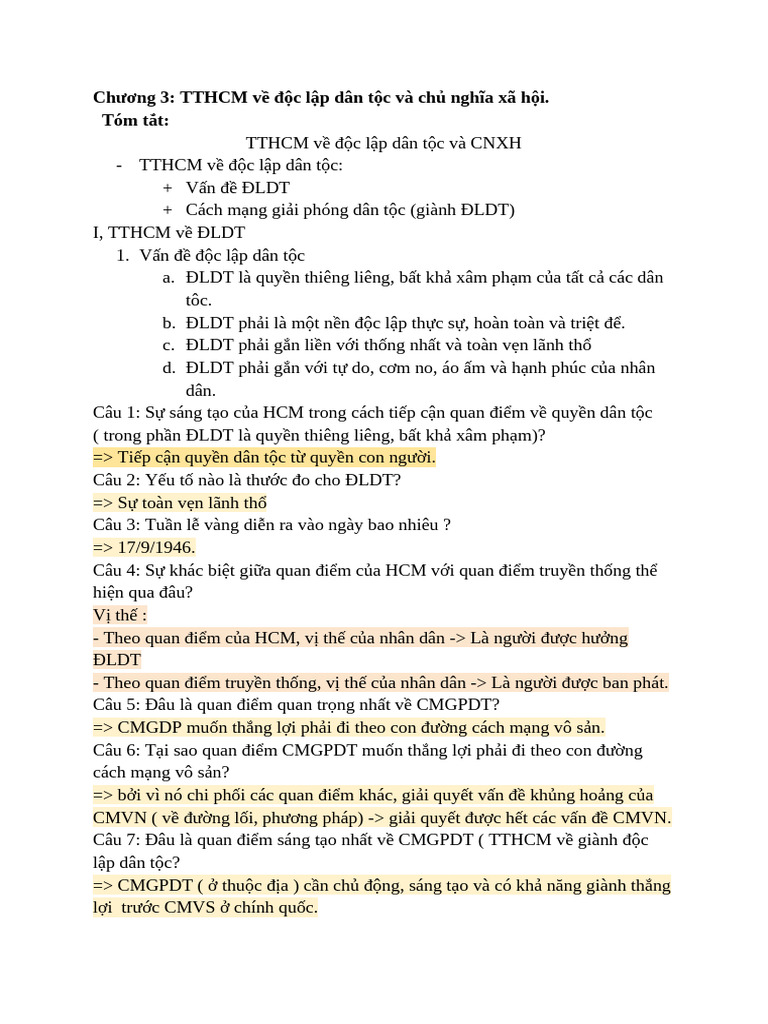 ĐỀ CƯƠNG TTHCM | PDF