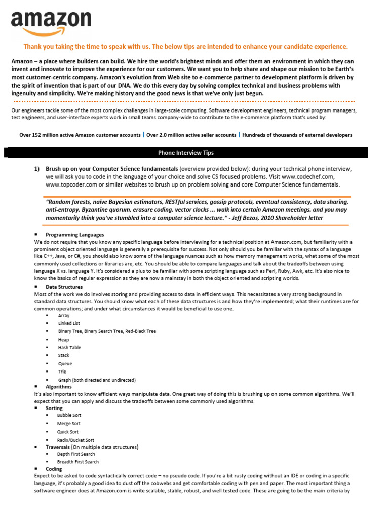 Amazon SDE Interview Prep | PDF | Amazon.Com | Databases