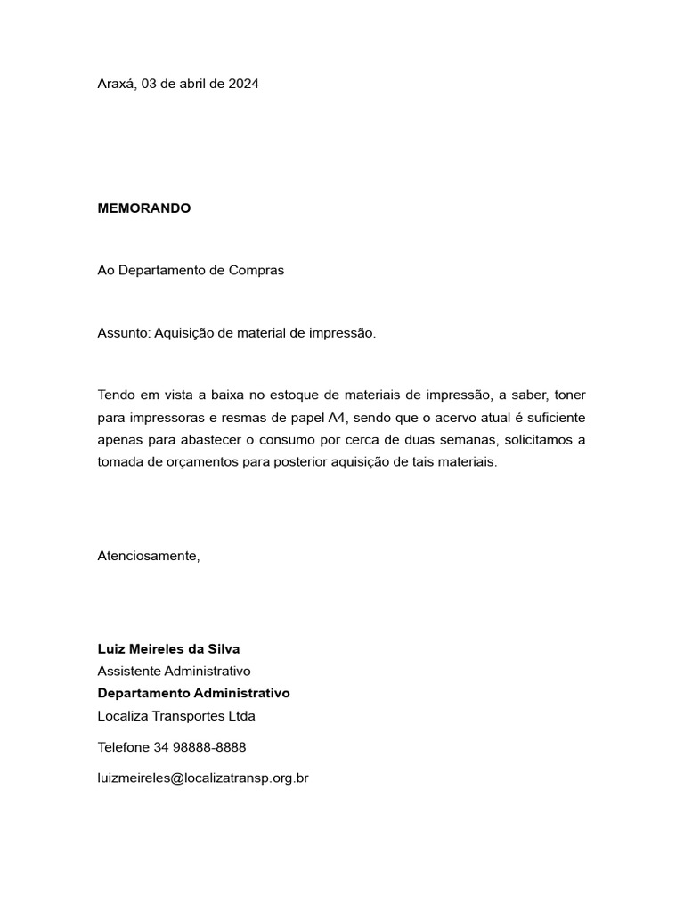 Memorando Modelo | PDF