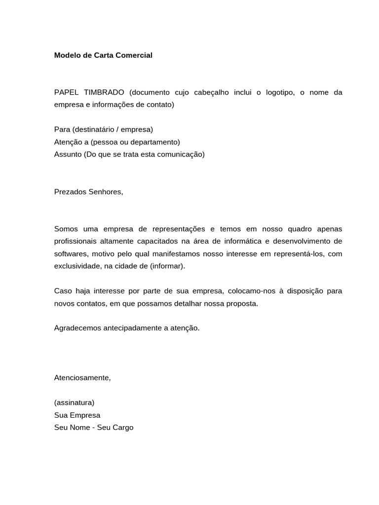 Modelo de Carta Comercial Profissional | PDF