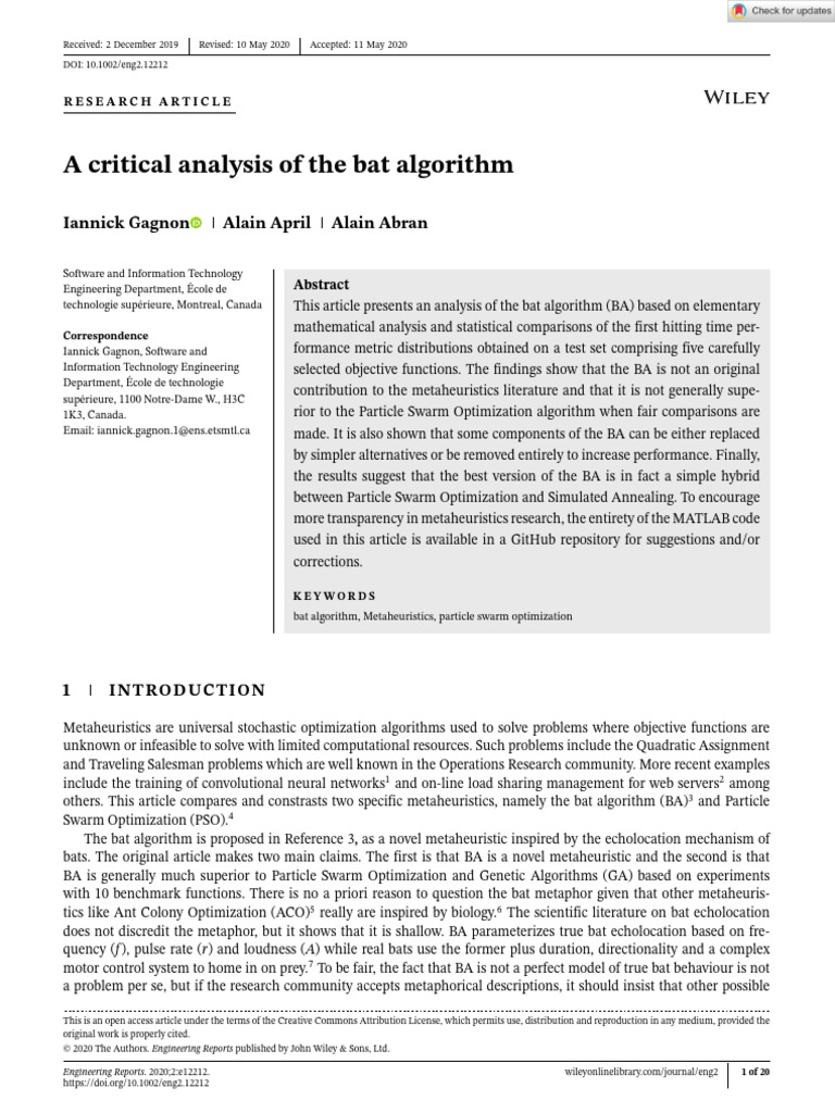 Gagnon, April & Abran (2020) | PDF | Metaheuristic | Mathematical ...