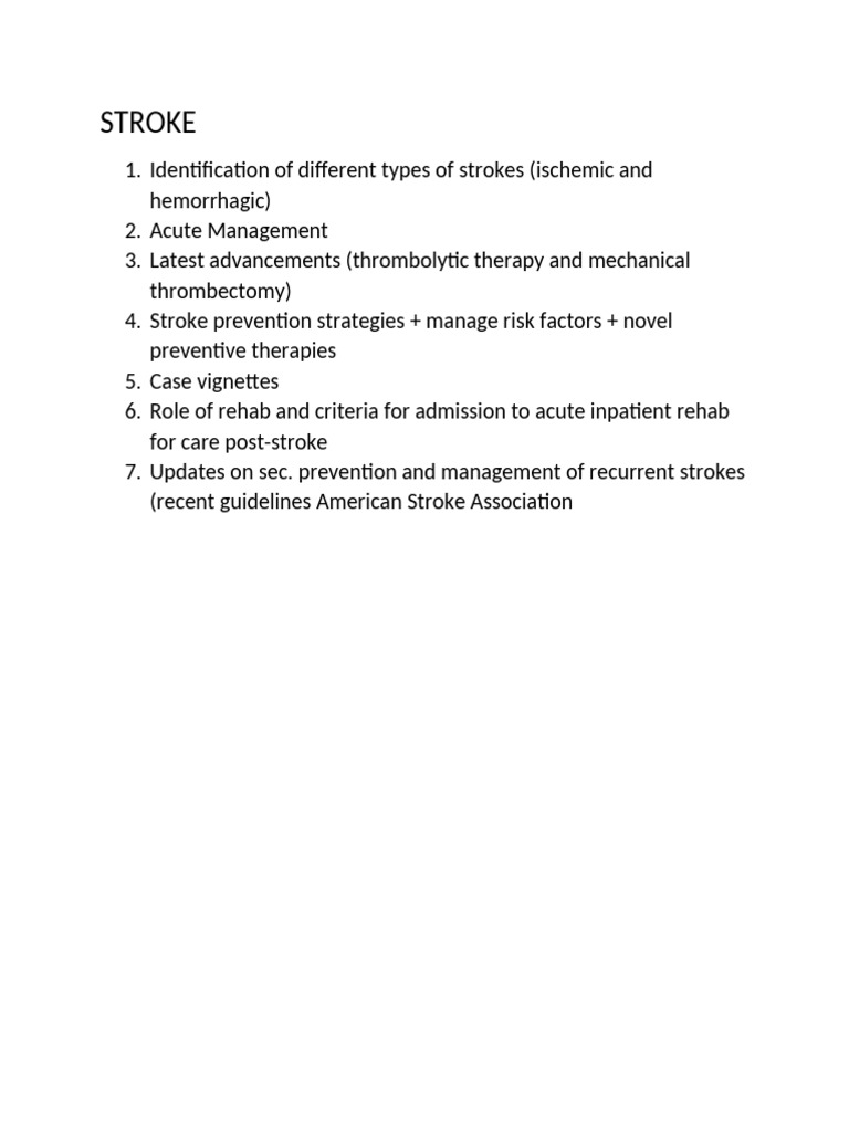 Comprehensive Stroke Management Guide | PDF
