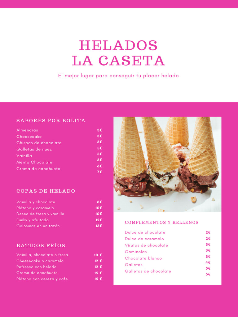Menú de Helados en La Caseta | PDF