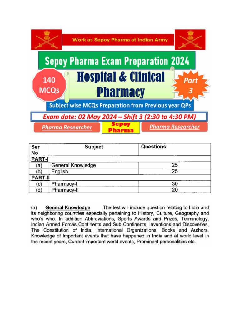 3 Hospital and Clinical Pharmacy Sepoy Pharma Exam Preparation | PDF ...