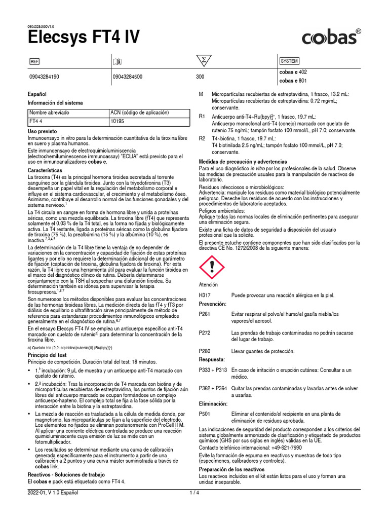 Cobas FT4 | PDF | Laboratorios