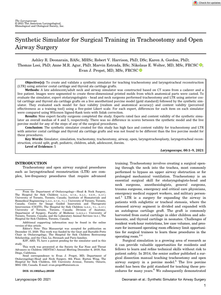 Synthetic Simulator for Surgical Training in Tracheostomy and Open ...