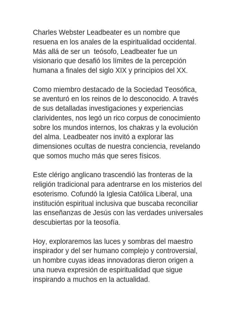 Charles Webster Leadbeater | PDF