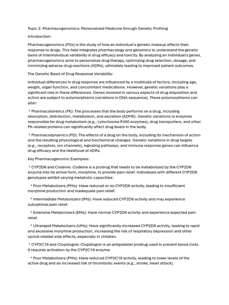Pharmacogenomics: Tailoring Drug Therapy | PDF | Pharmacogenomics ...