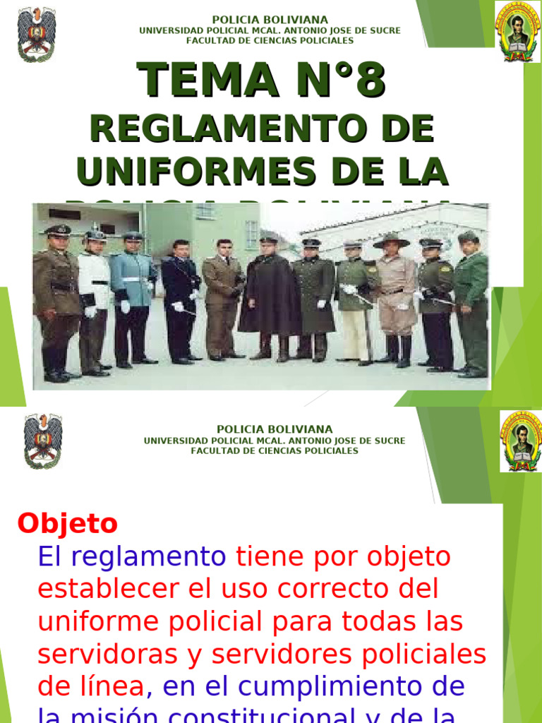 legislacion Policial tema n 8 REGLAMENTO DE UNIFORMES DE LA POLICIA BOLIVIANA | PDF | Policía ...