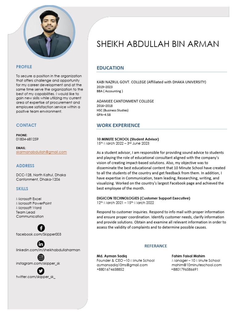 Sheikh Abdullah Bin Arman CV | PDF | Business