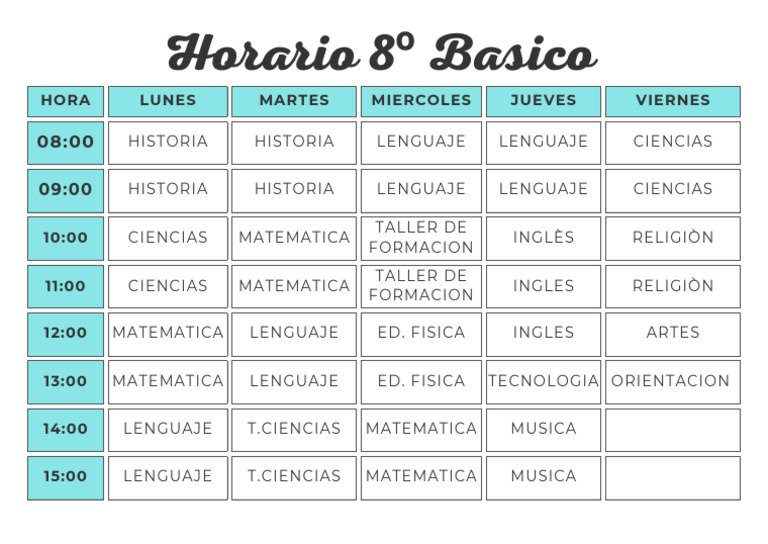 White Grey Minimalist Simple Weekly Class Schedule | PDF