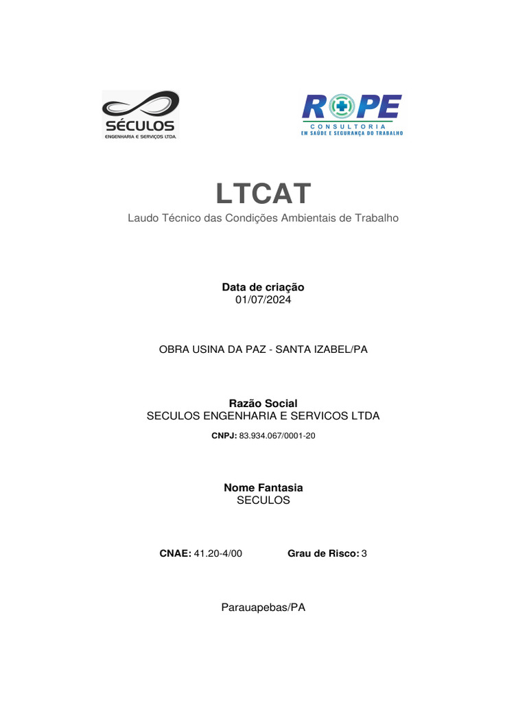 LTCAT: Laudo de Condições de Trabalho | PDF | Engenharia Civil | Logística