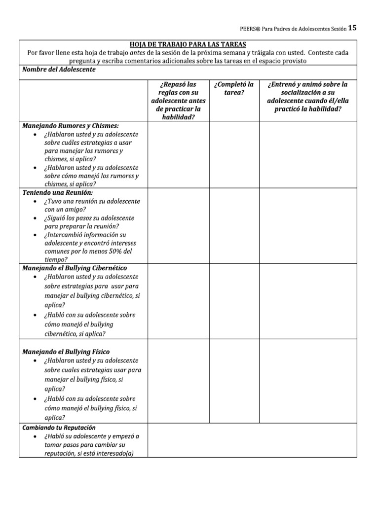 PEERS HW Sheet - Semana 15 | PDF