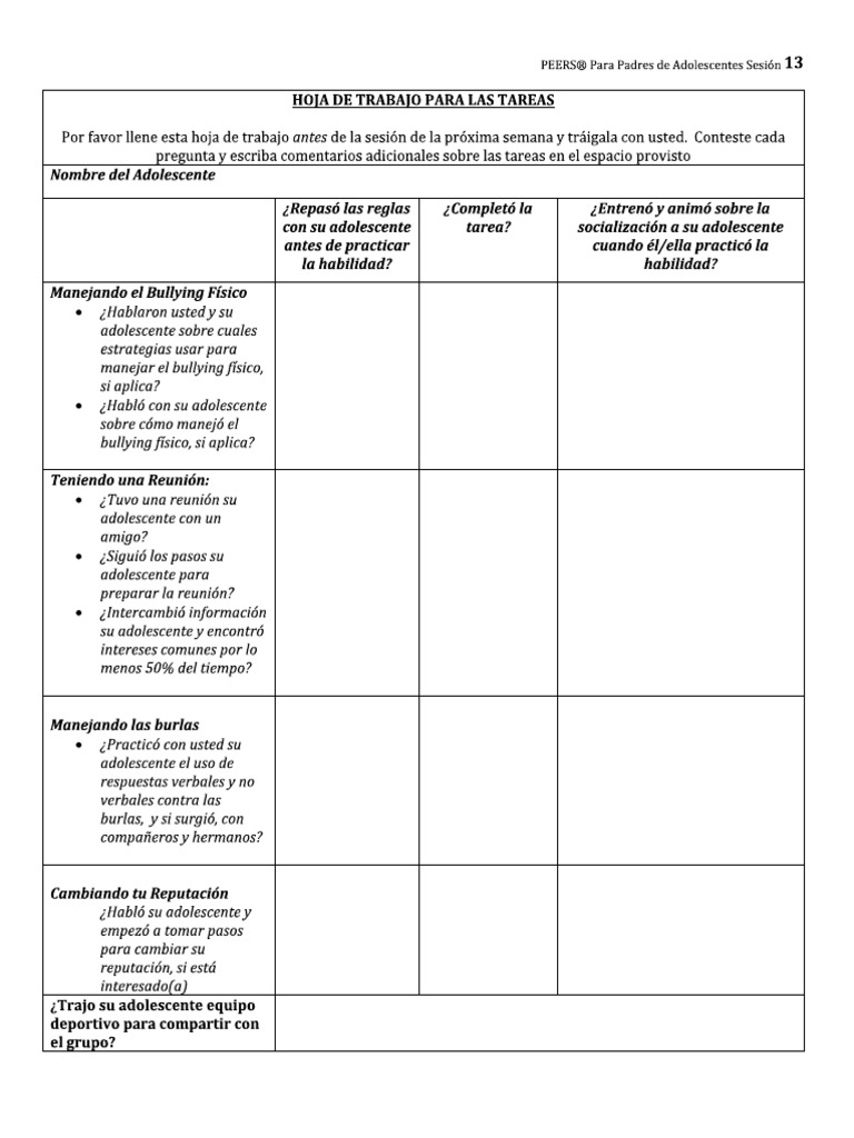 PEERS HW Sheet - Semana 13 | PDF
