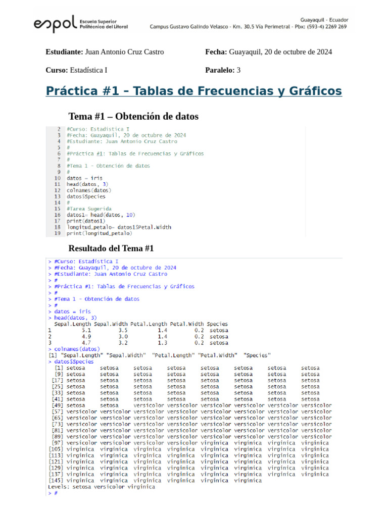 Práctica 1 - Tablas de Frecuencias y Gráficos | PDF