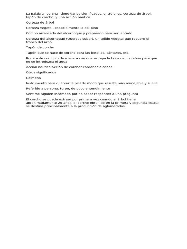 Significado y usos de "corcha" | PDF