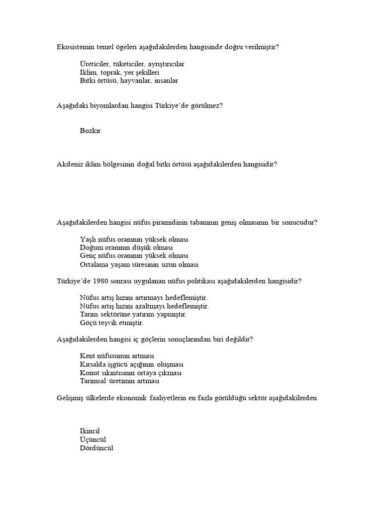 Coğrafya Soru | PDF