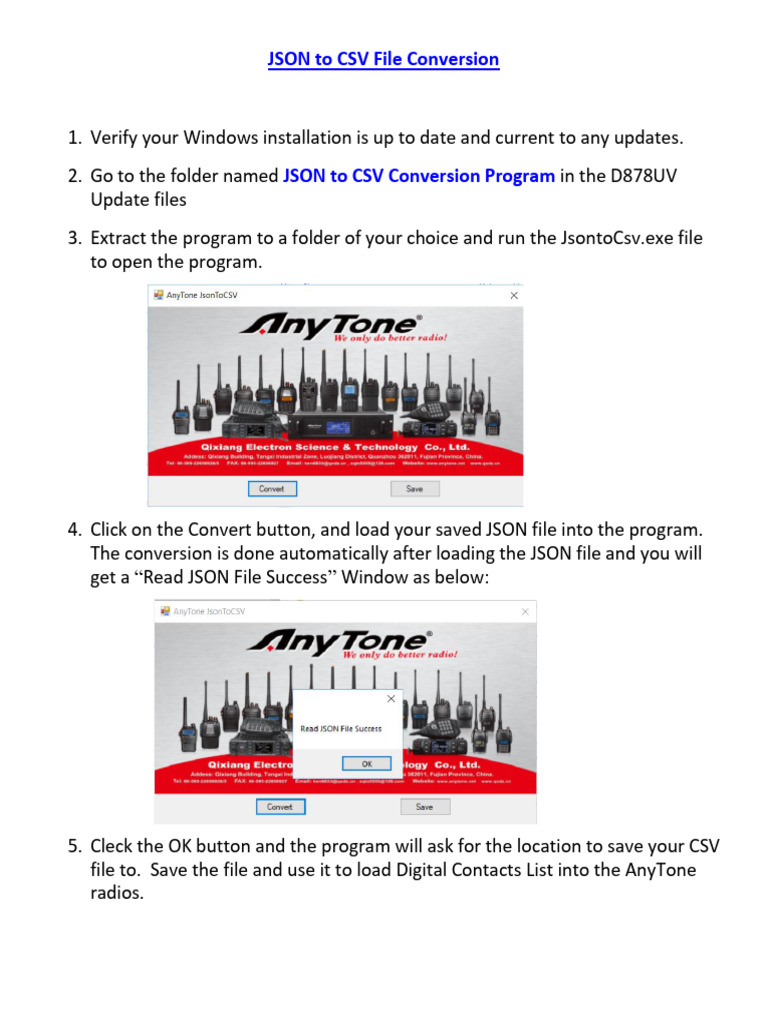JSON To CSV File Conversion Instructions | PDF