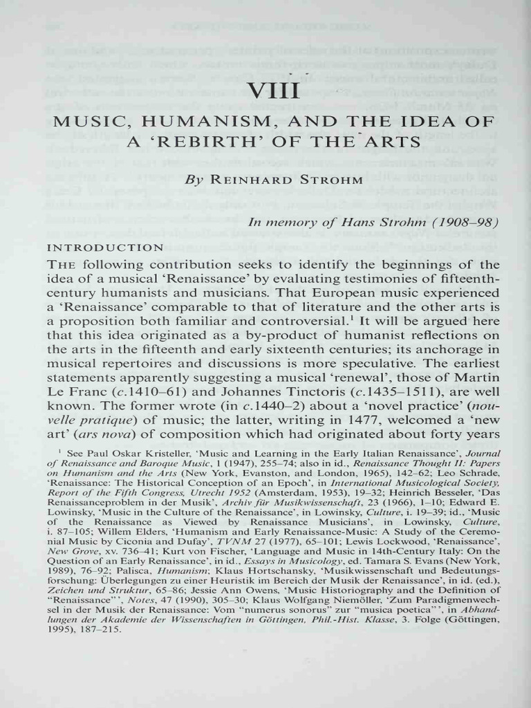 VIII Music, Humanism, And The Idea Of A ‘Rebirth’ Of The Arts | PDF ...