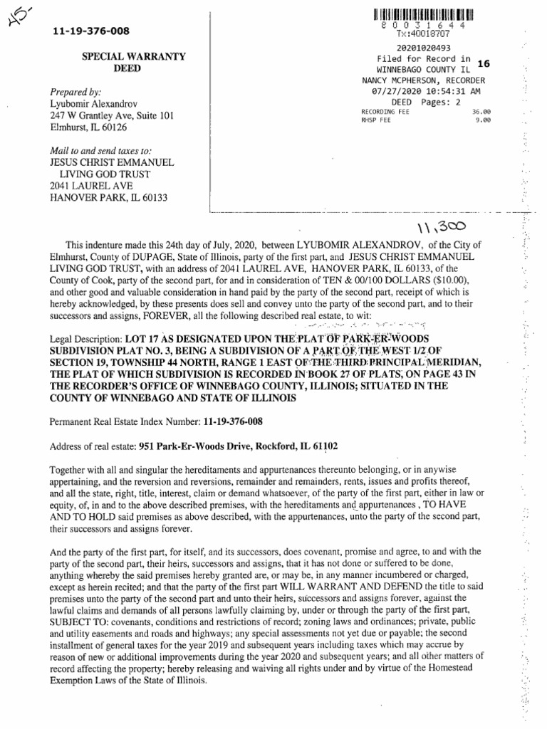 The Original Purchase of The Property and Placed in To A 508c1 (A) | PDF