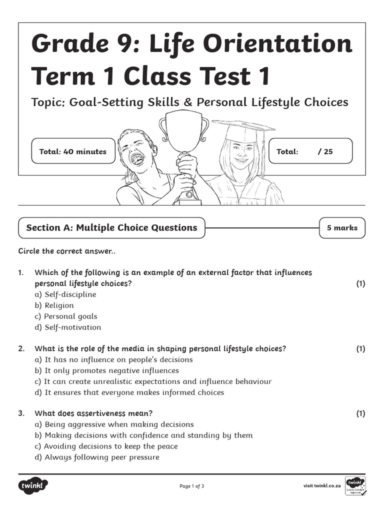 Grade 9 Life Orientation Test: Goal-Setting | PDF | Physical Fitness ...
