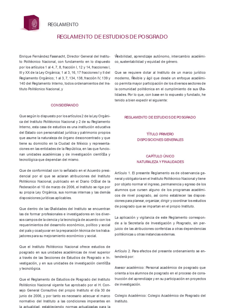 reglamento-de-posgrado | PDF | Doctorado | Maestros