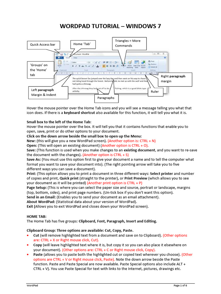 Wordpad Tutorial For Beginners Pdf Computer Keyboard Control Key