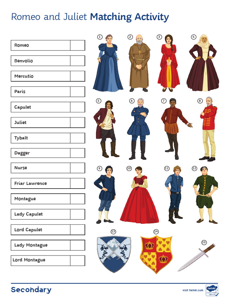 Romeo and Juliet Word and Picture Matching Activity | PDF