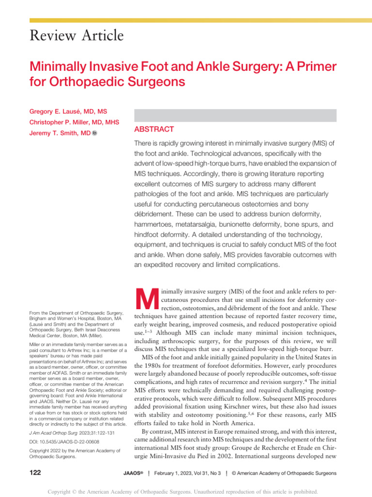 Minimally Invasive Foot and Ankle Surgery A.2 | PDF | Surgery ...