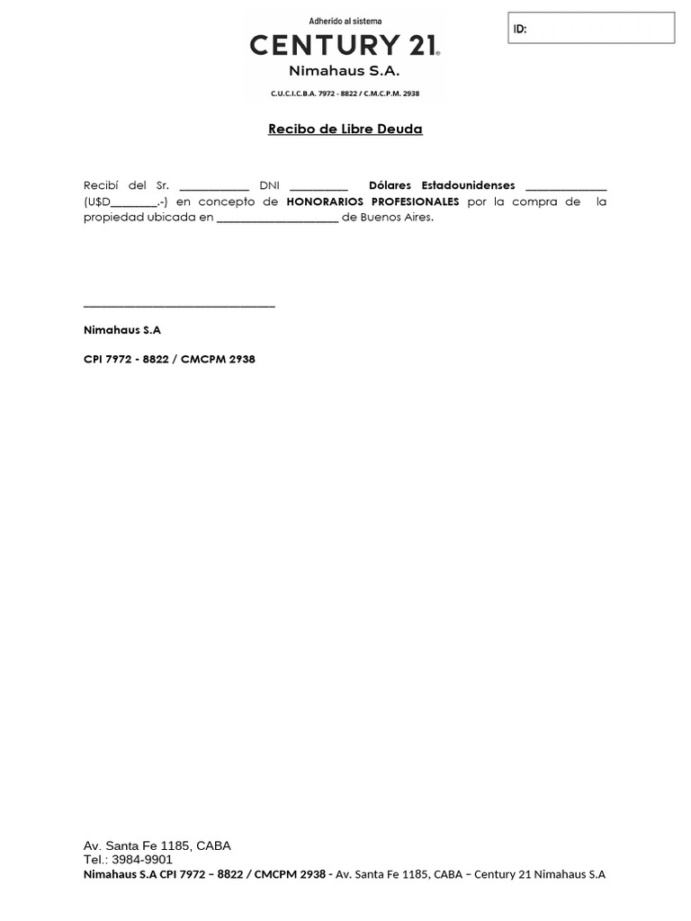 Recibo de Libre Deuda | PDF