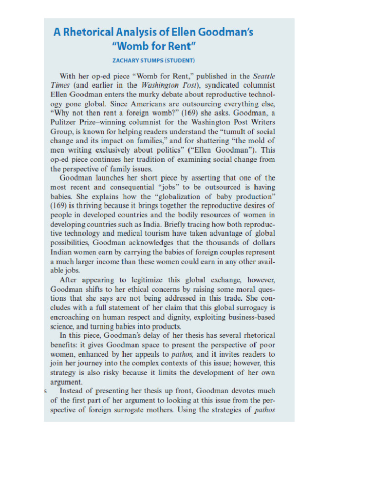 Womb For Rent - Analysis - Students - 9-Points | PDF