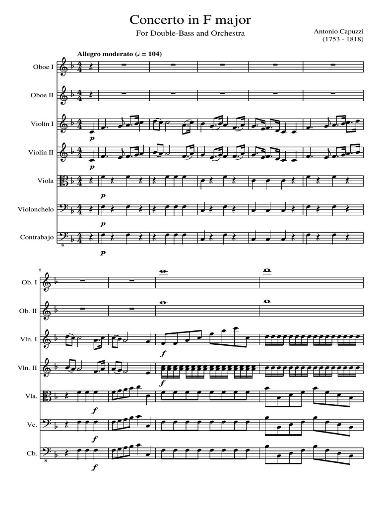Antonio Capuzzi - Concerto in F Major Orchestral Part | PDF | Musical ...