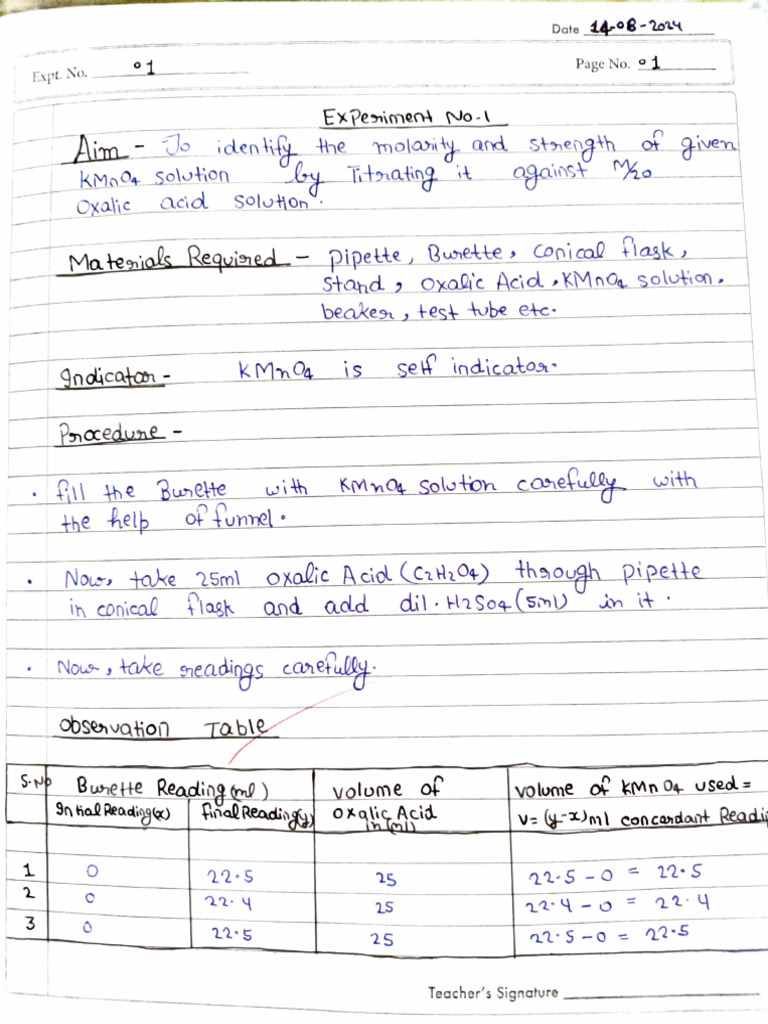 Chemistry Class 12th Practicals | PDF