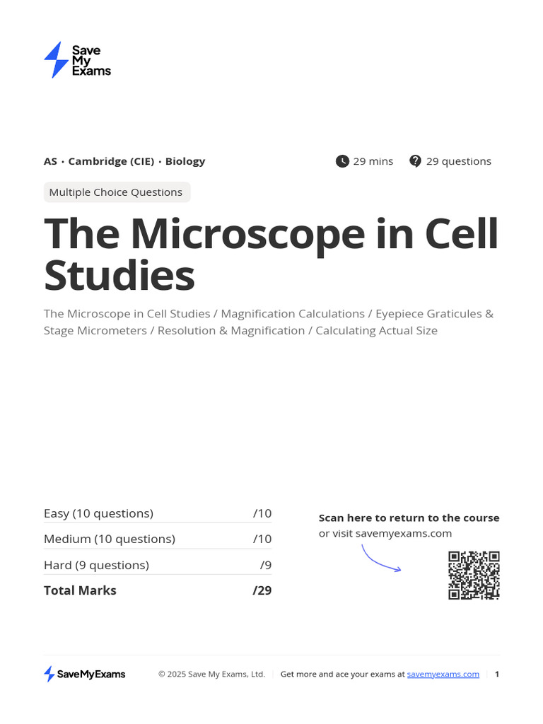1 1 The Microscope in Cell Studies MNVWmgbN7kHDtWnk | PDF | Angular Resolution | Microscope