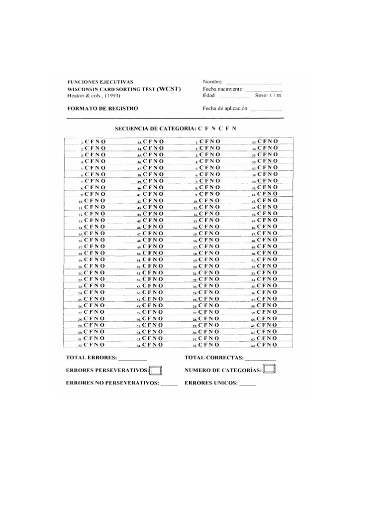 Protocolo Test (WSCT) | PDF