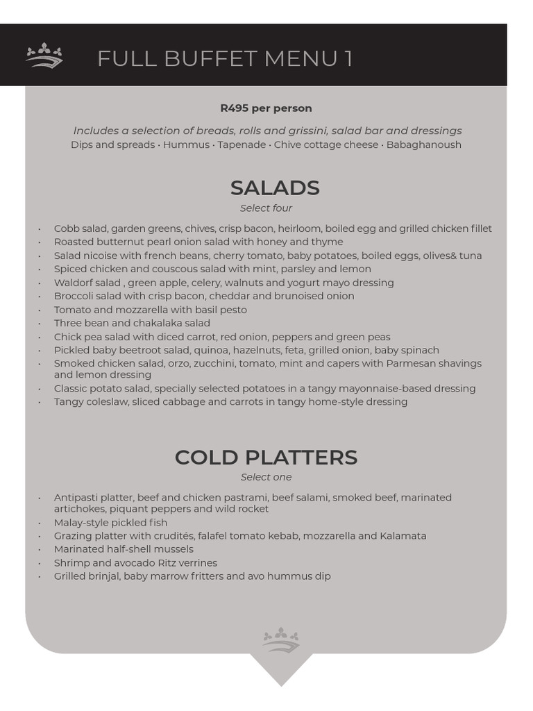 PMT DCP FULL BUFFET MENU All 2025 | PDF | Salad | Curry