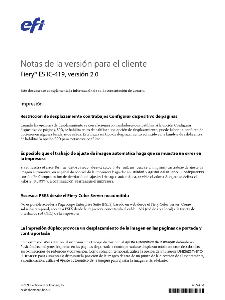 Notas de Instalacion IC 419 EFI | PDF | Impresora (Computación) | Archivo de computadora