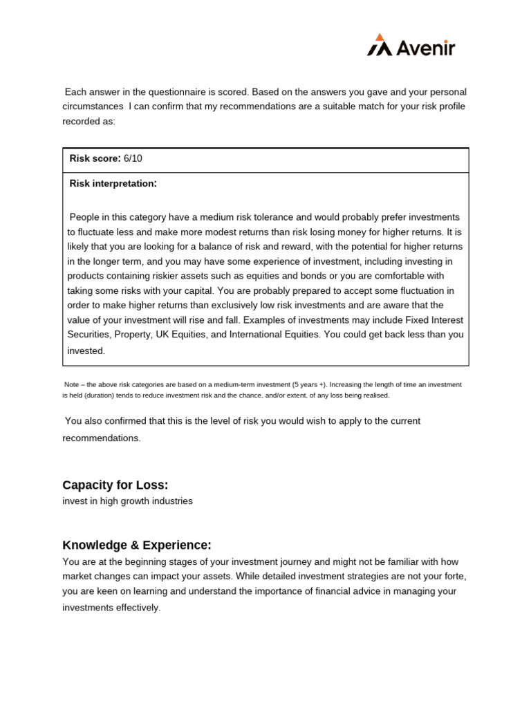 Avenir Suitability Report | PDF