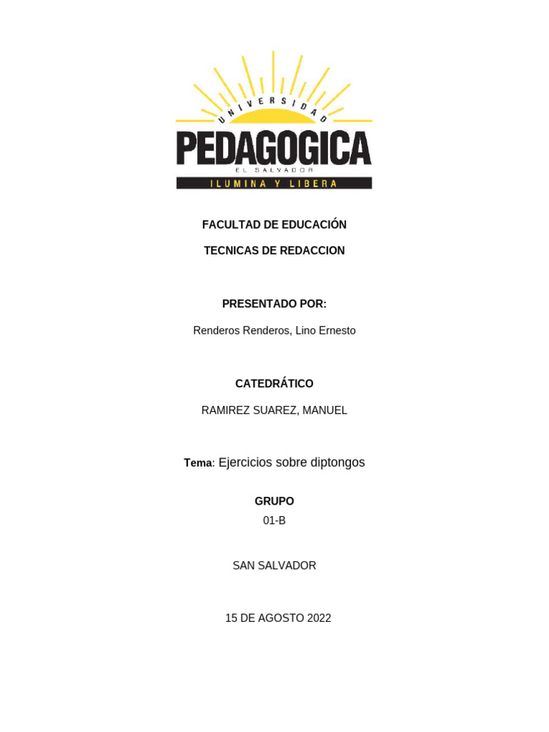 Ejercicios de Diptongos en Español | PDF