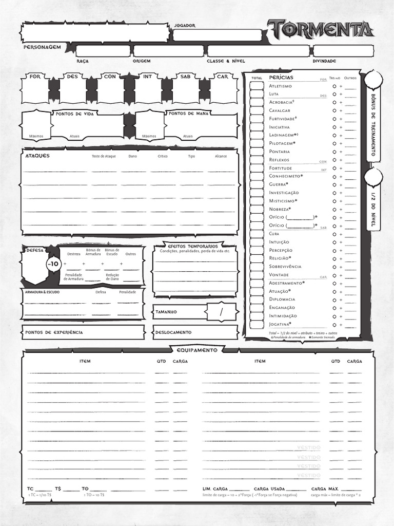 T20 - Ficha Magia PB | PDF