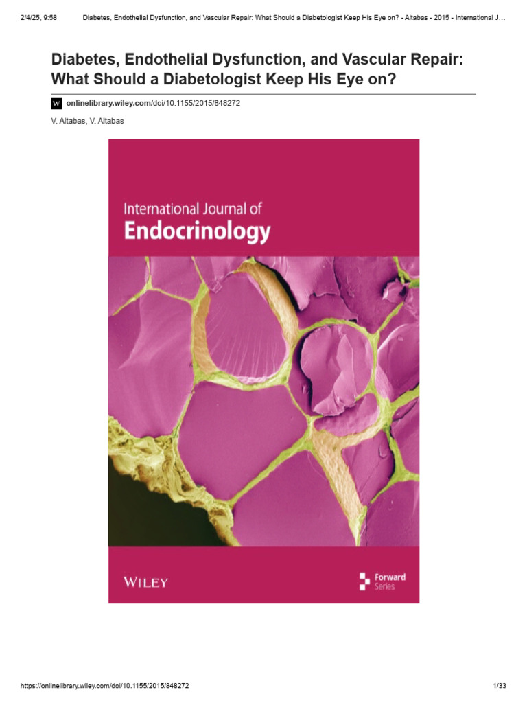 Diabetes, Endothelial Dysfunction, and Vascular Repair_ What Should a ...