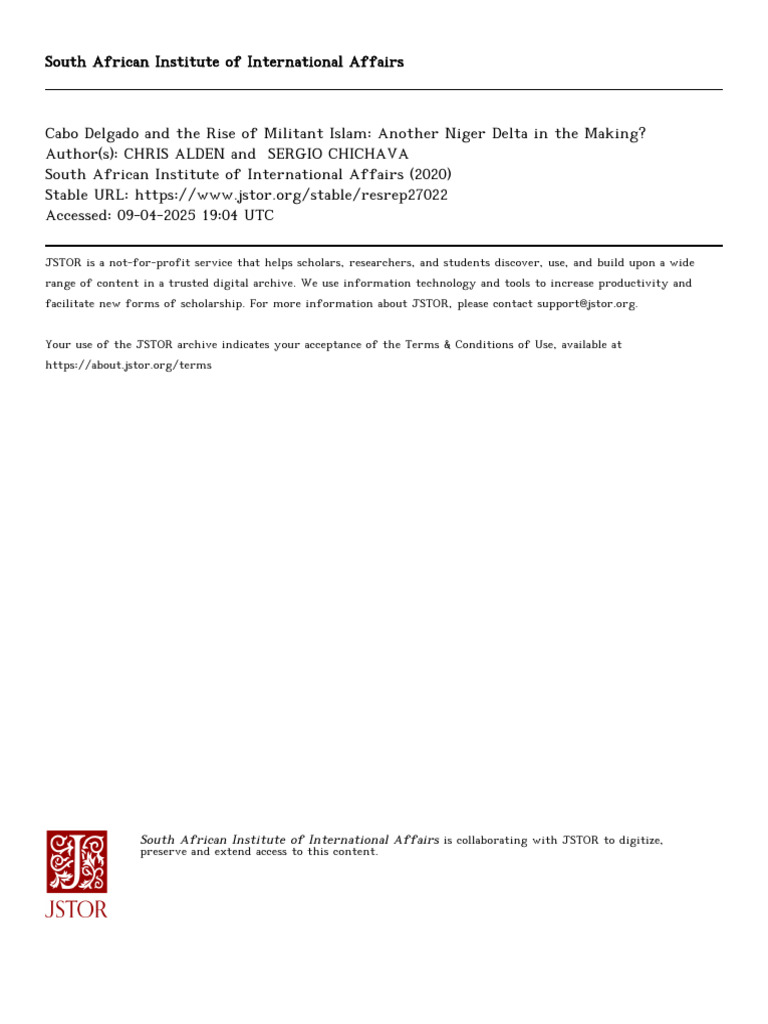 Chris Alden and Sergio Chicava Cabo Delgado | PDF | Mozambique