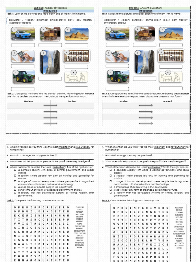 Ancient Civ Intro - Handout - Plan - It & Teach | PDF
