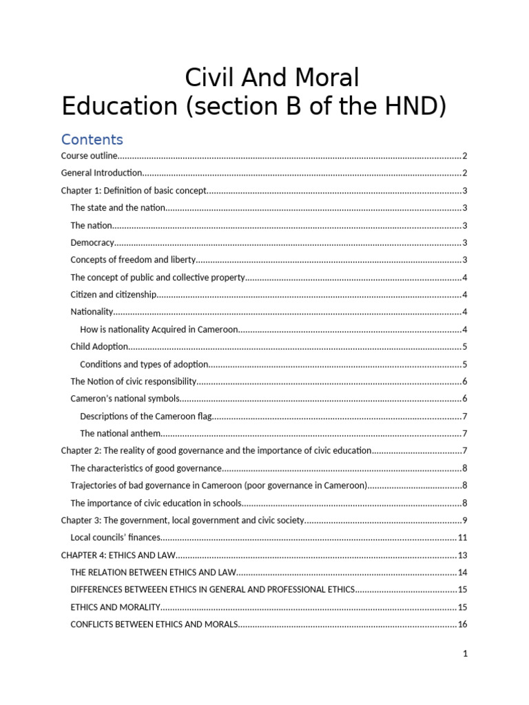 Civic and Moral Education-1 | PDF