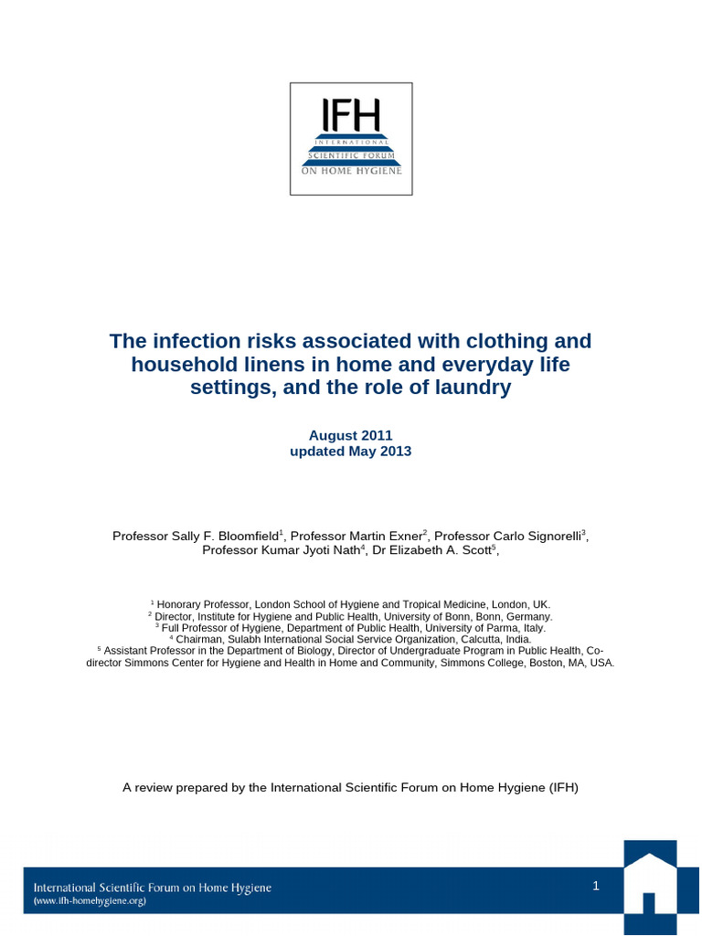 Infection Risks Clothing and Household Linens Revised0413 - 0 | PDF ...